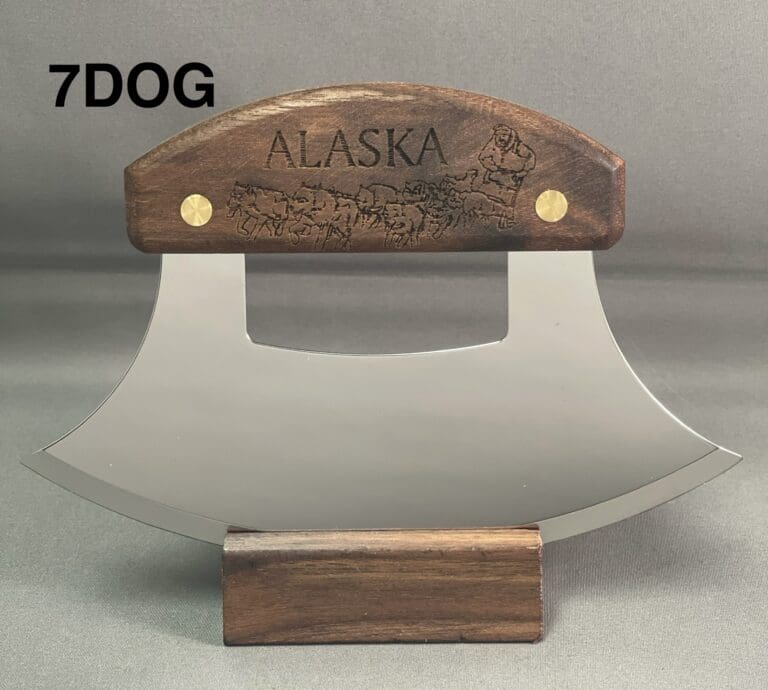 8'' Bowl with Inupiat Ulu & Display Stand - The Ulu Factory