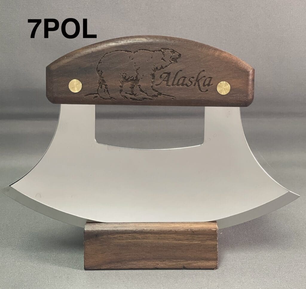 8'' Bowl with Inupiat Ulu & Display Stand - The Ulu Factory